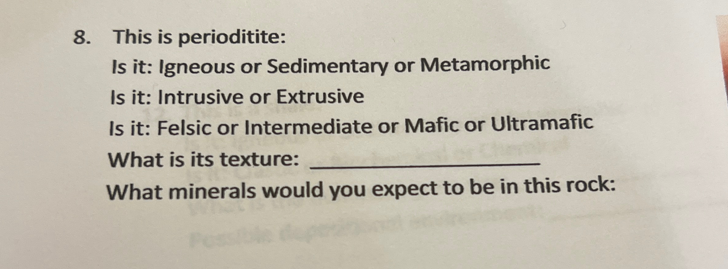 Solved This is perioditite:Is it: Igneous or Sedimentary or | Chegg.com