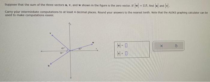 Solved Suppose that the sum of the three vectors u,v, and w | Chegg.com
