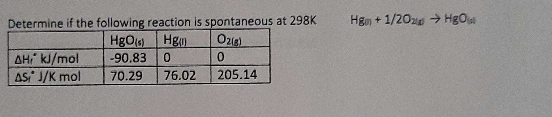 Solved Hgo + 1/2020 → HgO Determine if the following | Chegg.com