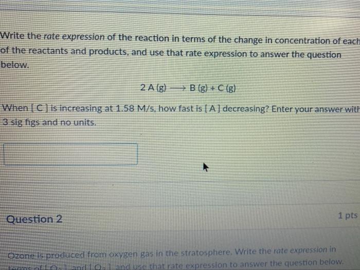 Solved Write the rate expression of the reaction in terms of | Chegg.com