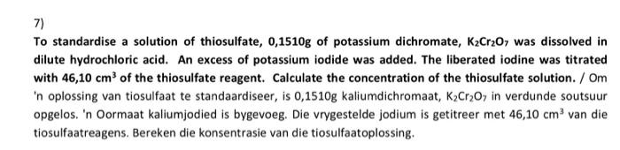 Solved 7) dilute hydrochloric acid. An excess of potassium | Chegg.com