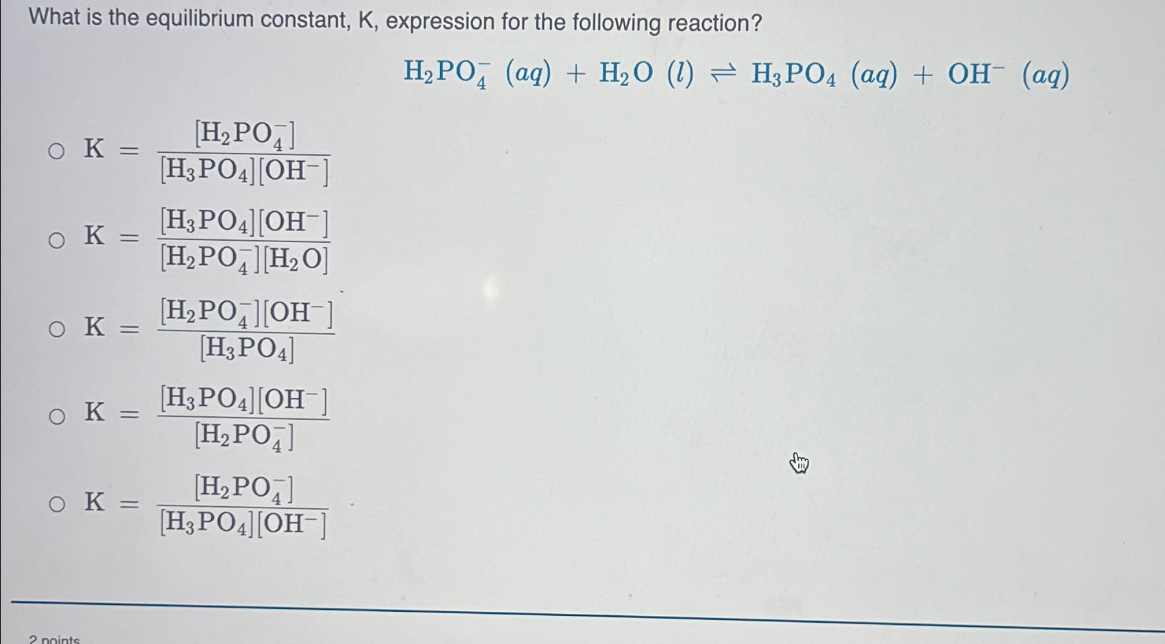 What is the equilibrium constant, K, ﻿expression for | Chegg.com