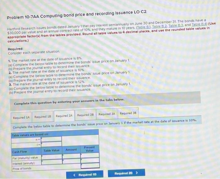 Solved Problem 10-7AA Computing bond price and recording | Chegg.com
