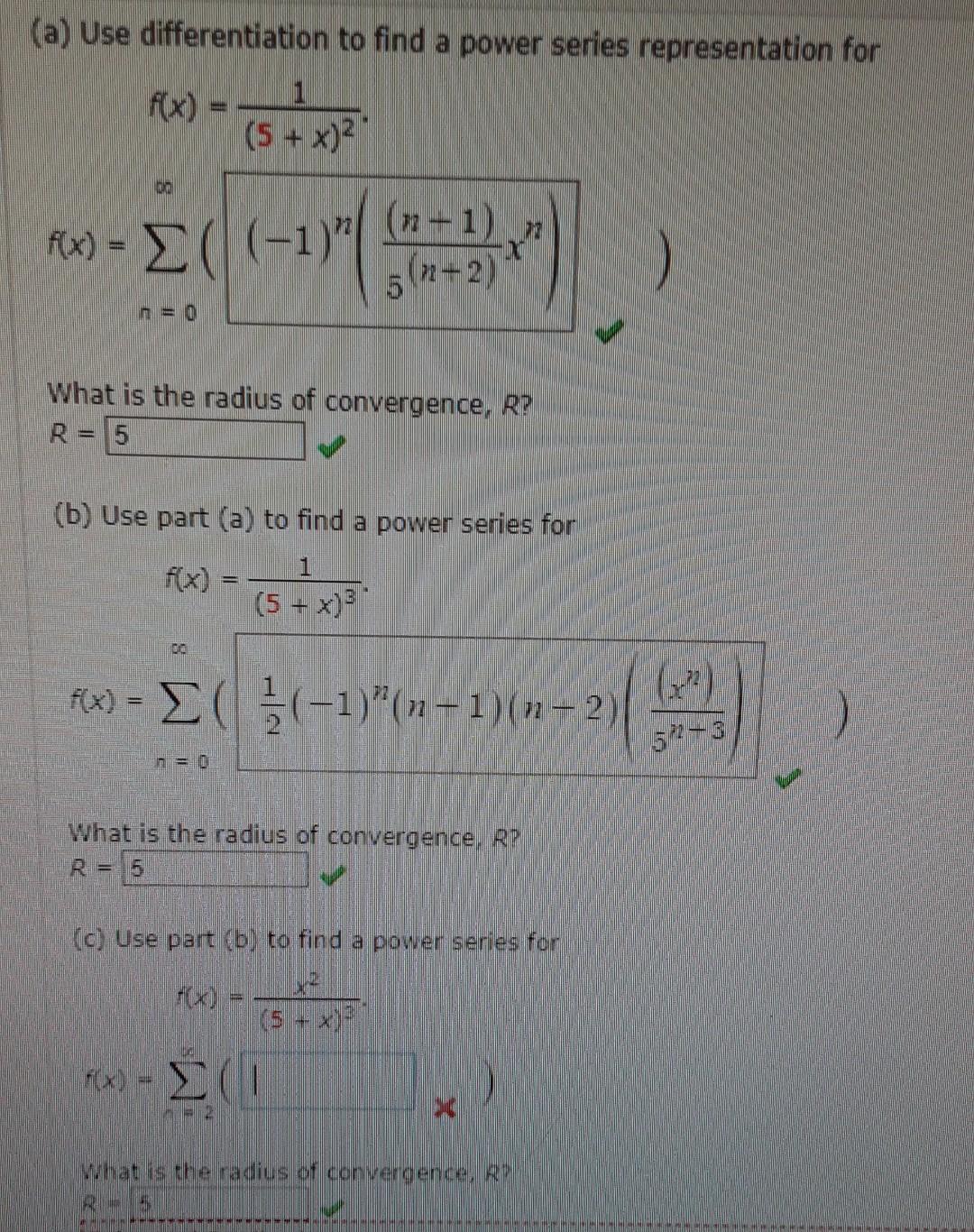Solved (a) Use differentiation to find a power series | Chegg.com
