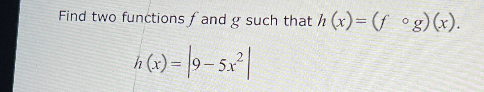 Solved Find two functions f ﻿and g ﻿such that | Chegg.com
