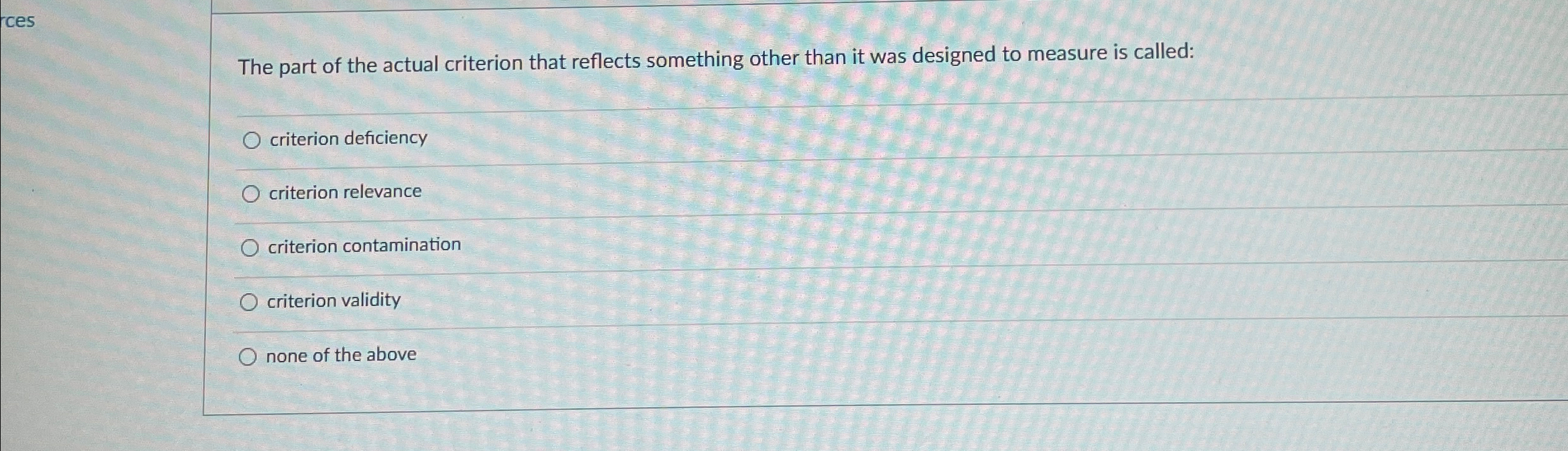 Solved The part of the actual criterion that reflects | Chegg.com