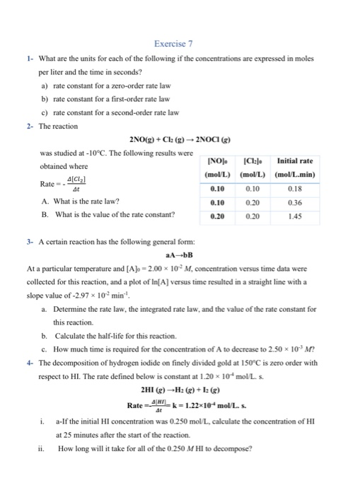 Solved Exercise 7 1- What are the units for each of the | Chegg.com