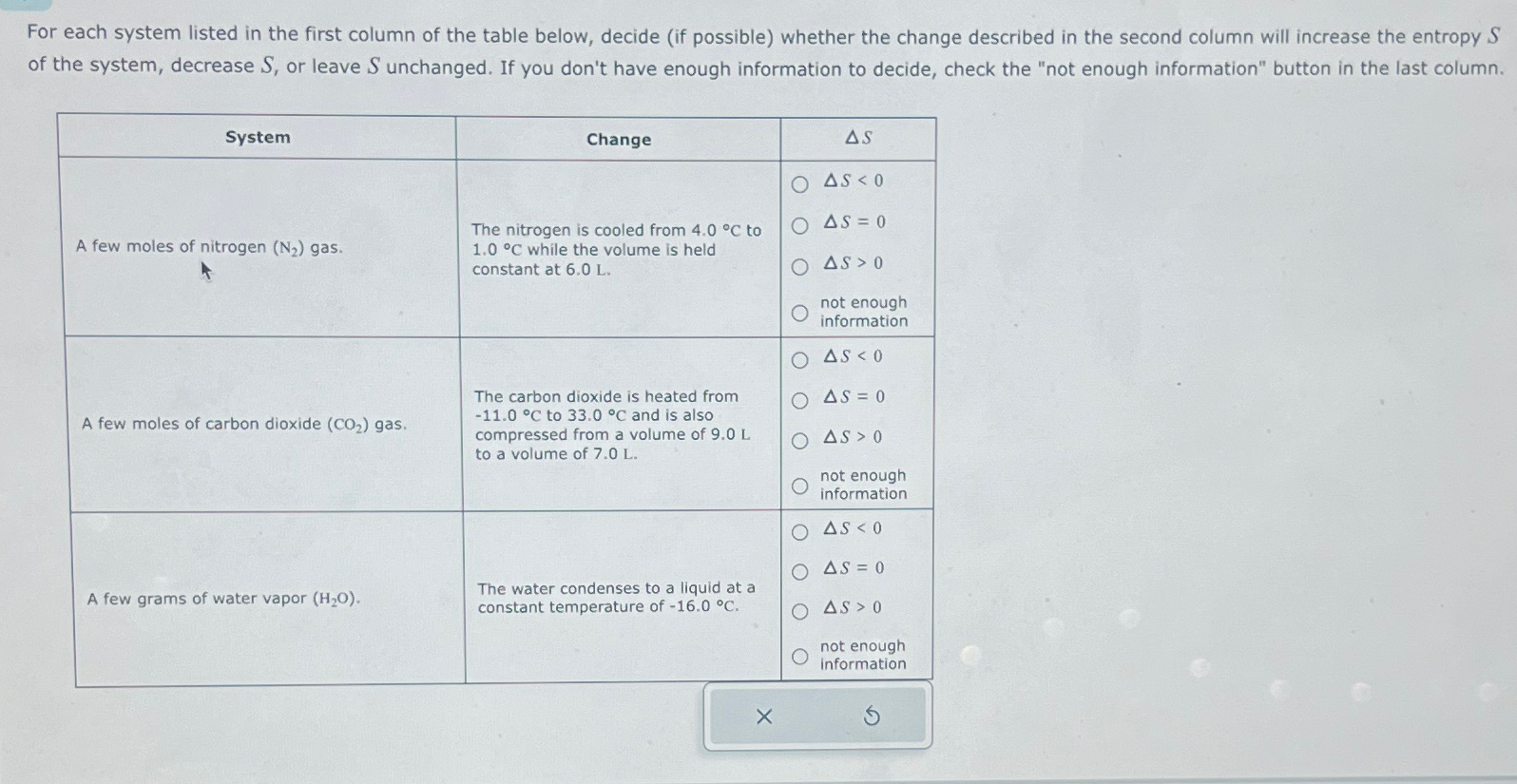 Solved For each system listed in the first column of the | Chegg.com