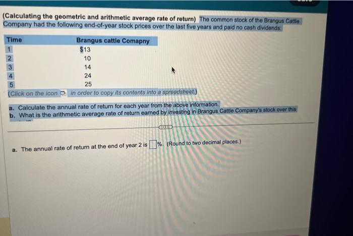 Solved (Calculating the geometric and arithmetic average | Chegg.com