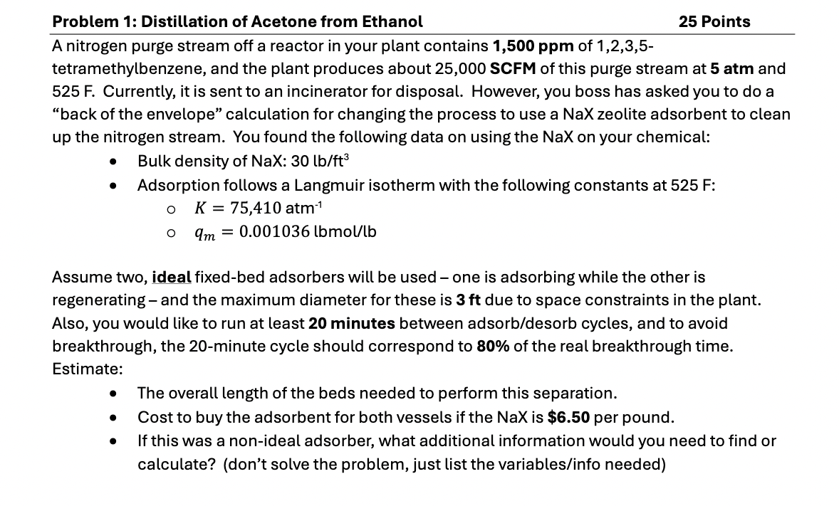 A nitrogen purge stream off a reactor in your plant | Chegg.com