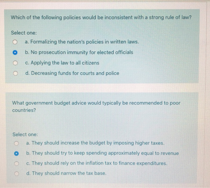 Solved Which of the following policies would be inconsistent | Chegg.com