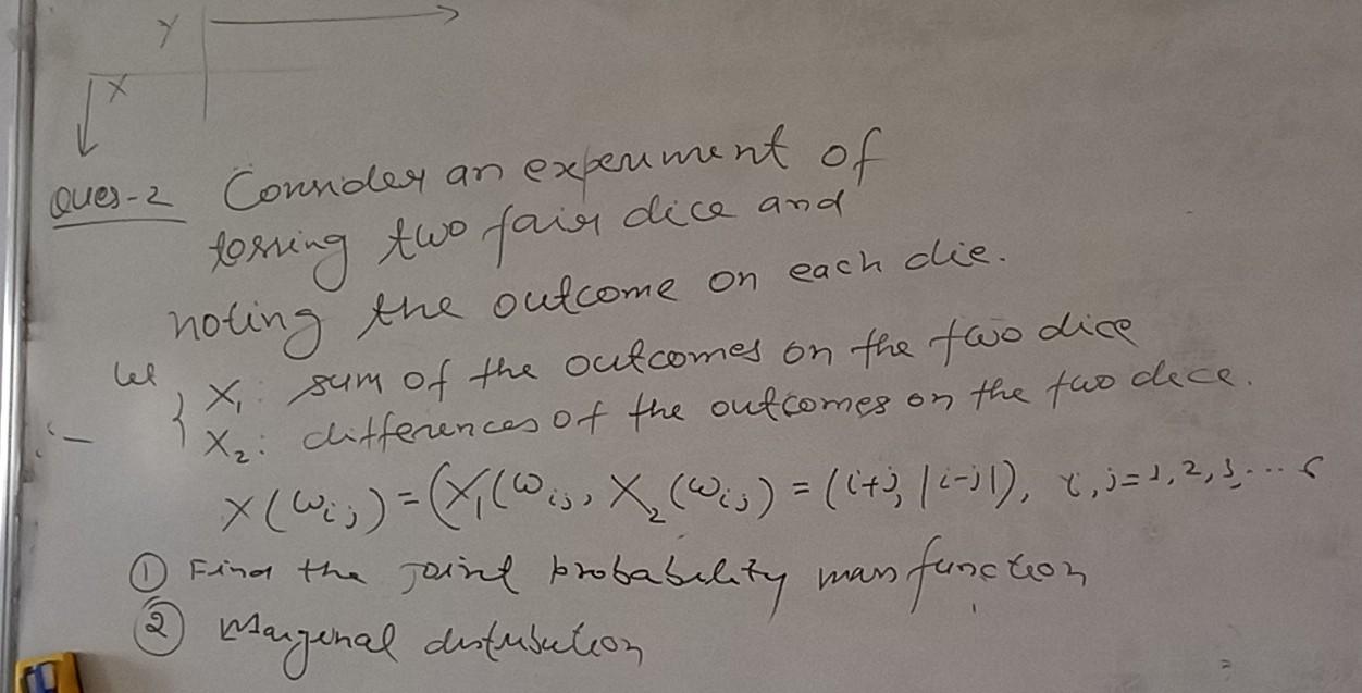 Solved Ques-2 Connder an experment of tosring two fair dice | Chegg.com