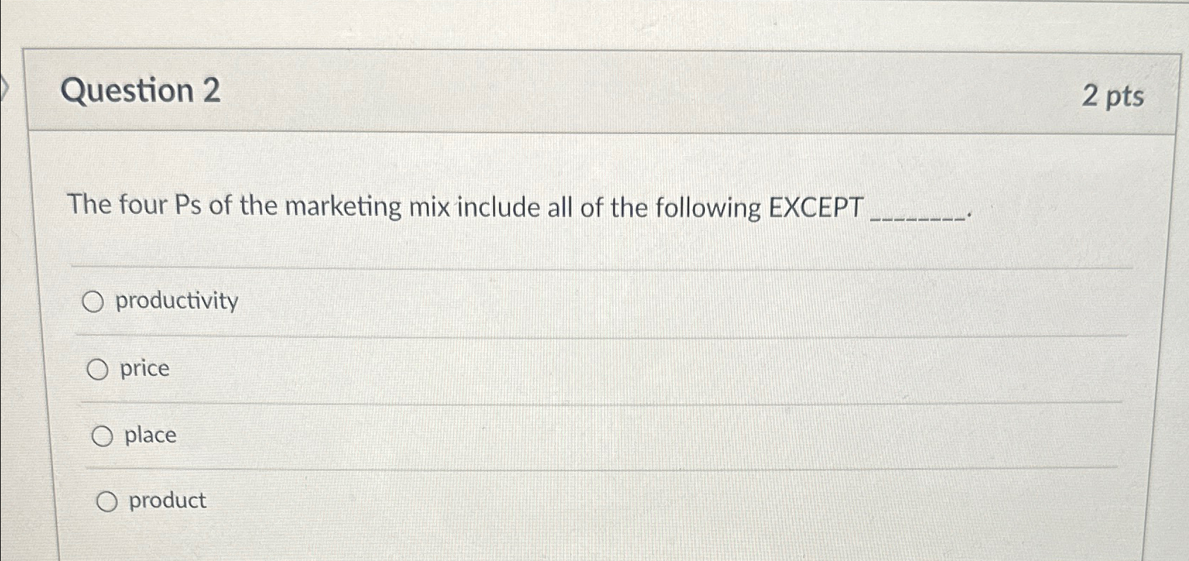 Solved Question 22ptsThe four Ps of the marketing mix | Chegg.com