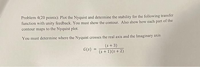 Solved Problem 4(20 points): Plot the Nyquist and determine | Chegg.com