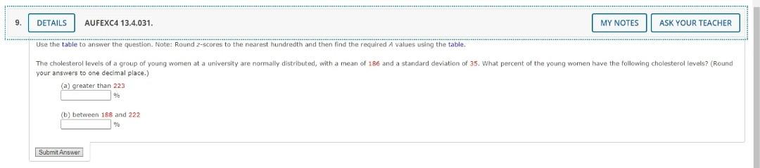 Solved 9. DETAILS AUFEXC4 13.4.031. MY NOTES ASK YOUR | Chegg.com