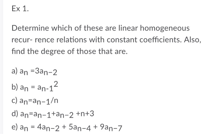Solved Ex 1 Determine Which Of These Are Linear Homogeneous
