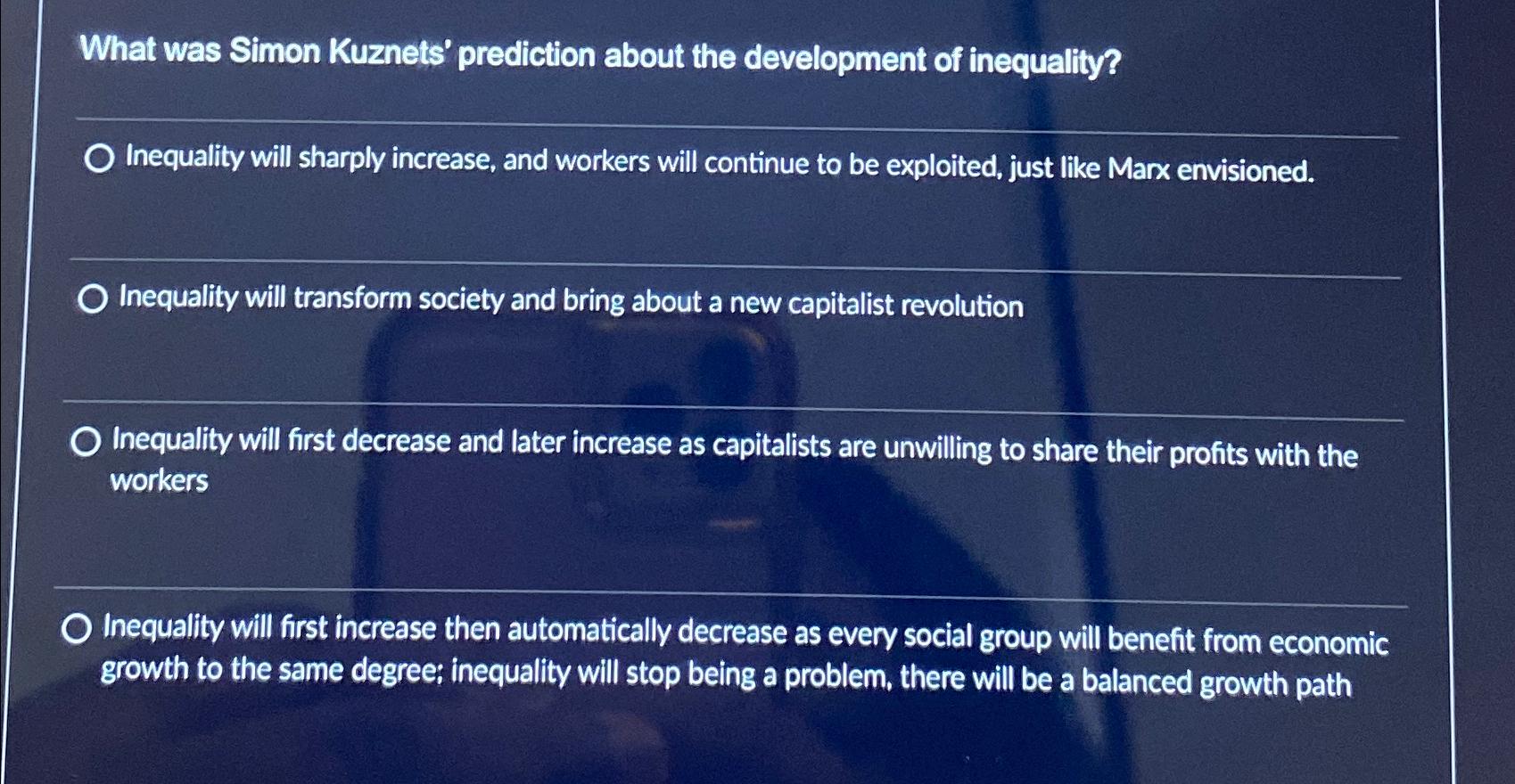 Solved What was Simon Kuznets' prediction about the | Chegg.com