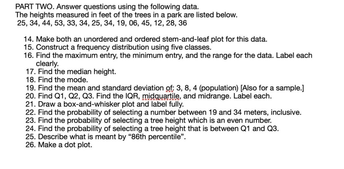 Solved PART TWO. Answer questions using the following | Chegg.com