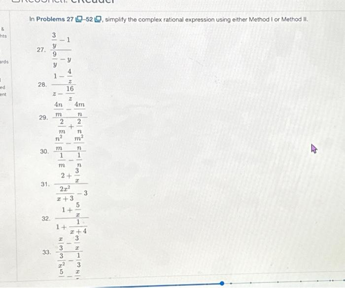 In Problems 27 므-52 ㅁ, simplify the complex rational | Chegg.com