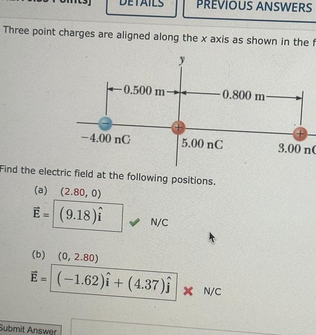 Solved Three point charges are aligned along the x axis as | Chegg.com
