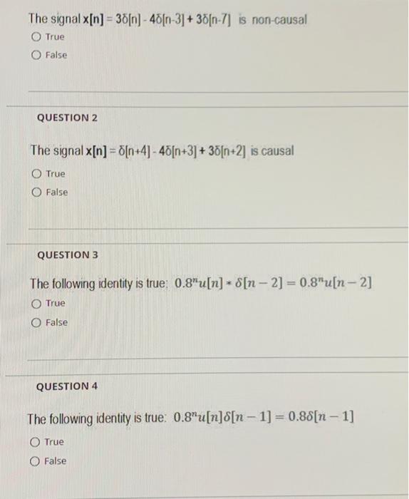 Solved The signal x[n]=3δ[n]−4δ[n−3]+3δ[n−7] is non-causal | Chegg.com