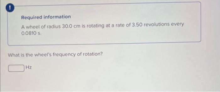 Solved Required information A wheel of radius 30.0 cm is | Chegg.com