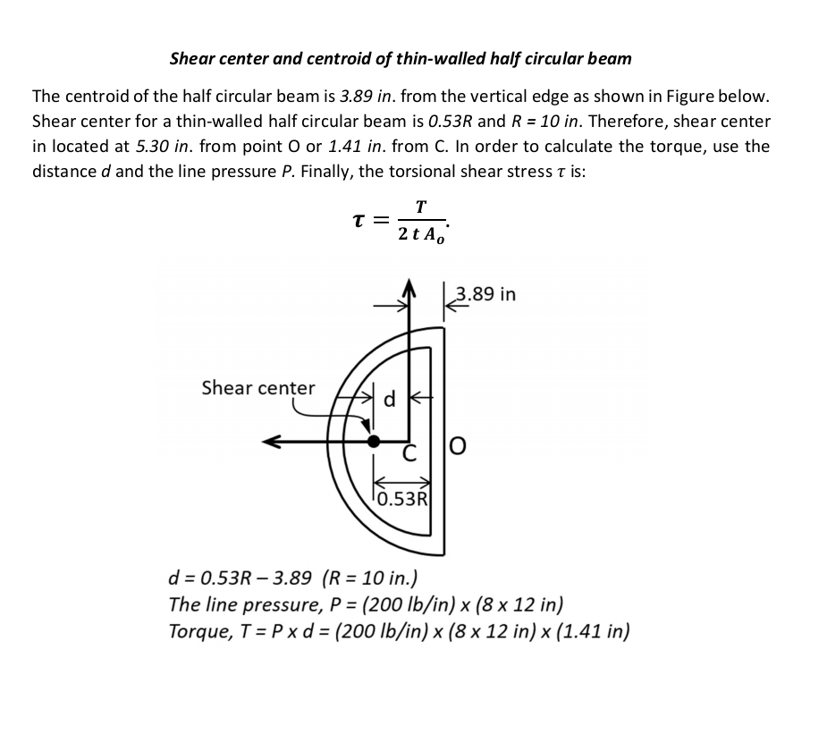 Solved Shear center and centroid of thin-walled half | Chegg.com