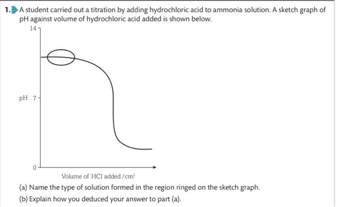 Solved 1.A student carried out a titration by adding | Chegg.com