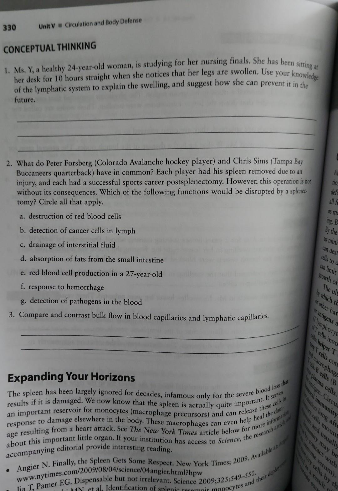 1. Ms. Y, a healthy 24-year-old woman, is studying | Chegg.com