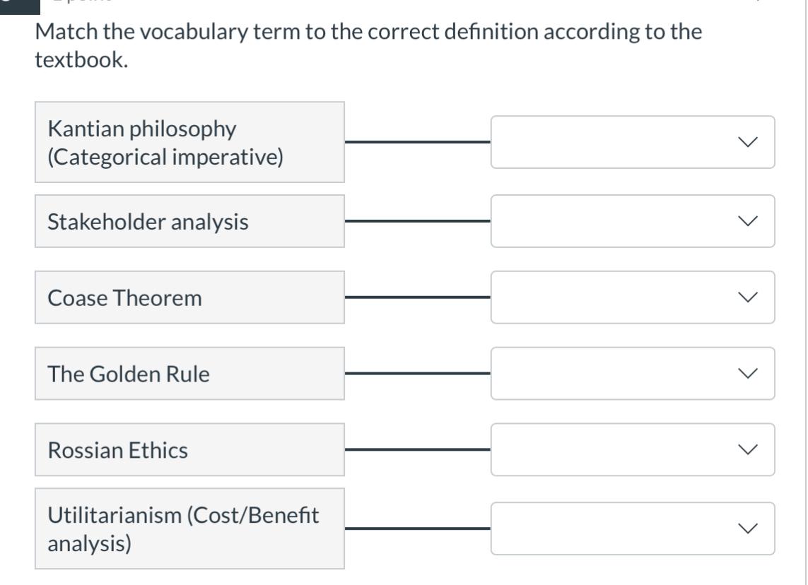 Solved Match the vocabulary term to the correct definition | Chegg.com
