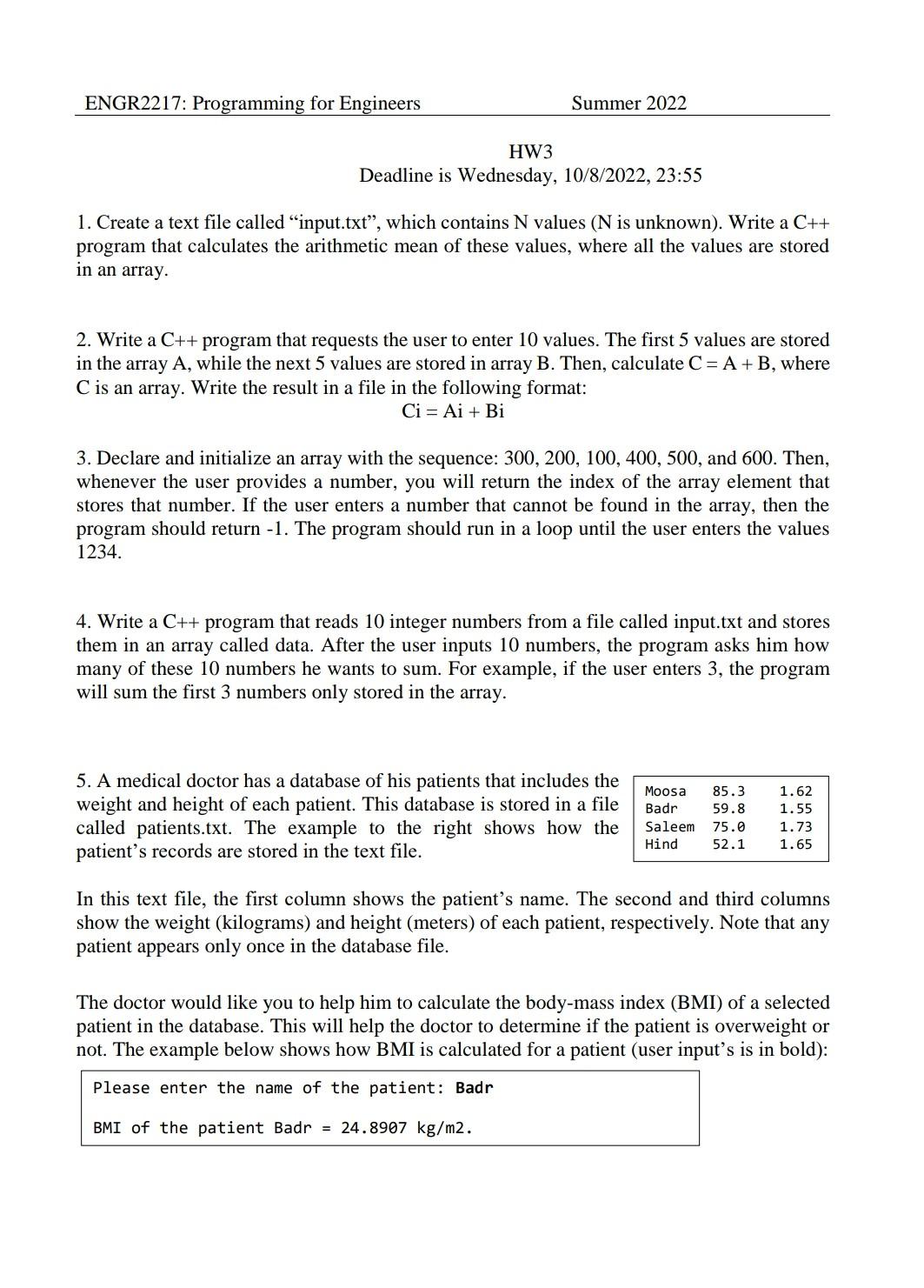 Solved 1. Create a text file called "input.txt", which | Chegg.com