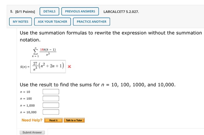 Solved 5. [0/1 Points] DETAILS PREVIOUS ANSWERS LARCALCET7 | Chegg.com