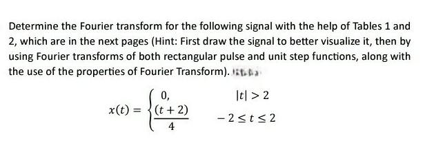 Solved Determine the Fourier transform for the following | Chegg.com