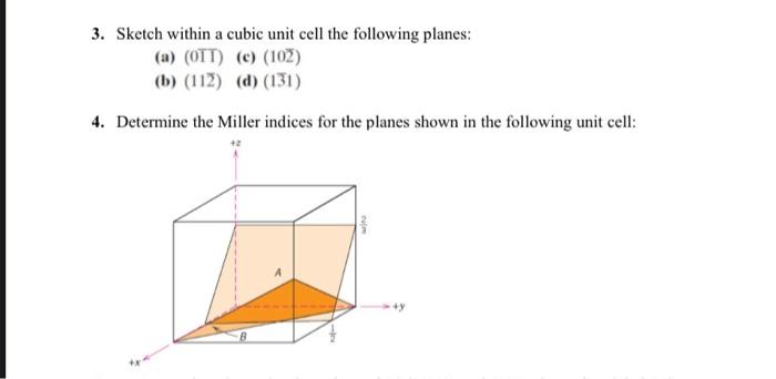 Solved 3. Sketch within a cubic unit cell the following | Chegg.com