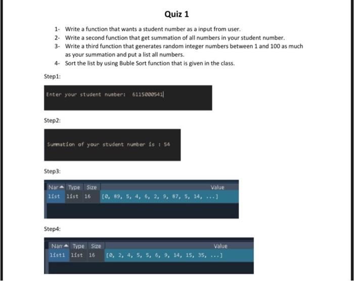 Solved Quiz 1 1- Write a function that wants a student | Chegg.com