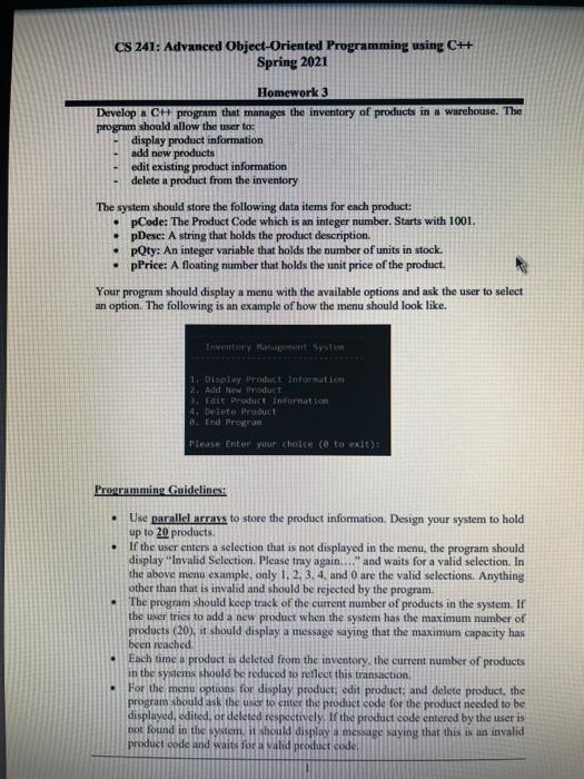 Solved CS 241: Advanced Object-Oriented Programming using CH | Chegg.com