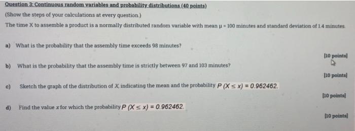 Solved Question 3. Continuous random variables and | Chegg.com