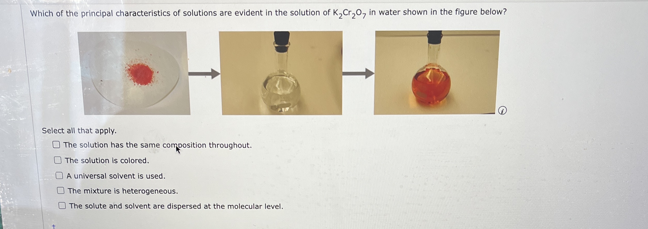 Which of the principal characteristics of solutions | Chegg.com