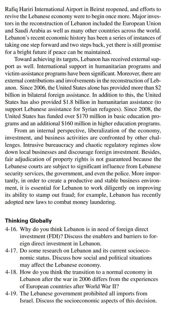 Solved ebanon is a nation that tolerates and respects | Chegg.com