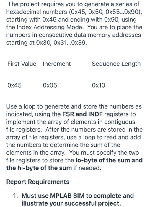 Solved The project requires you to generate a series of | Chegg.com