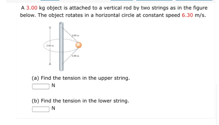 Solved A 3.00 kg object is attached to a vertical rod by two | Chegg.com