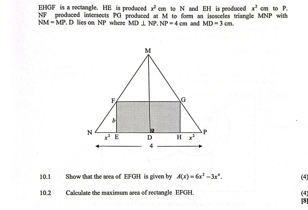 Solved EHGF is a rectangle. HE is produced x2cm ﻿to N ﻿and | Chegg.com