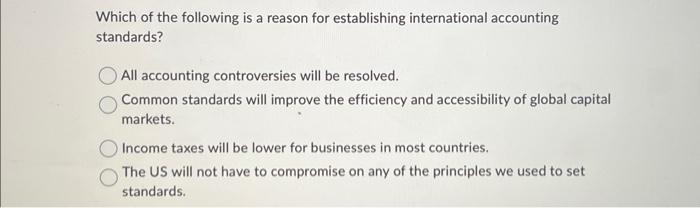 Solved Which of the following is a reason for establishing | Chegg.com