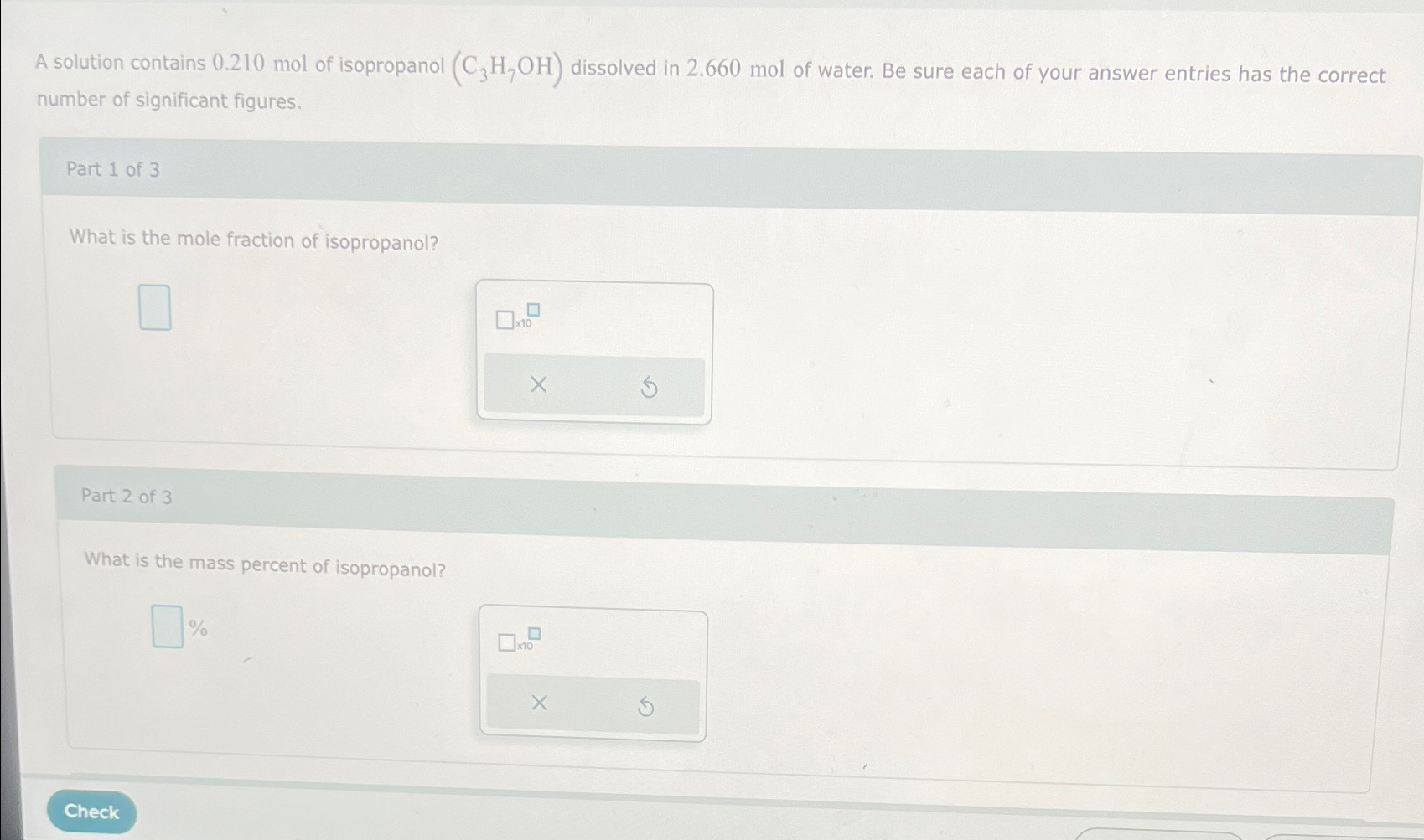 Solved A solution contains 0.210mol of isopropanol (C3H7OH) | Chegg.com