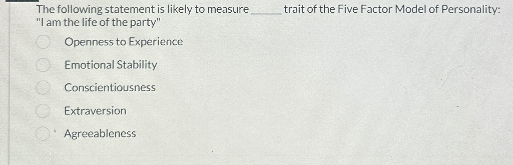 Solved The following statement is likely to measure trait of | Chegg.com