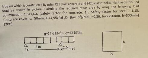 Solved A beam which is constructed by using C25 class | Chegg.com