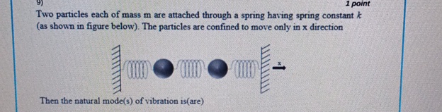 Solved 1 ﻿pointTwo particles each of mass m ﻿are attached | Chegg.com