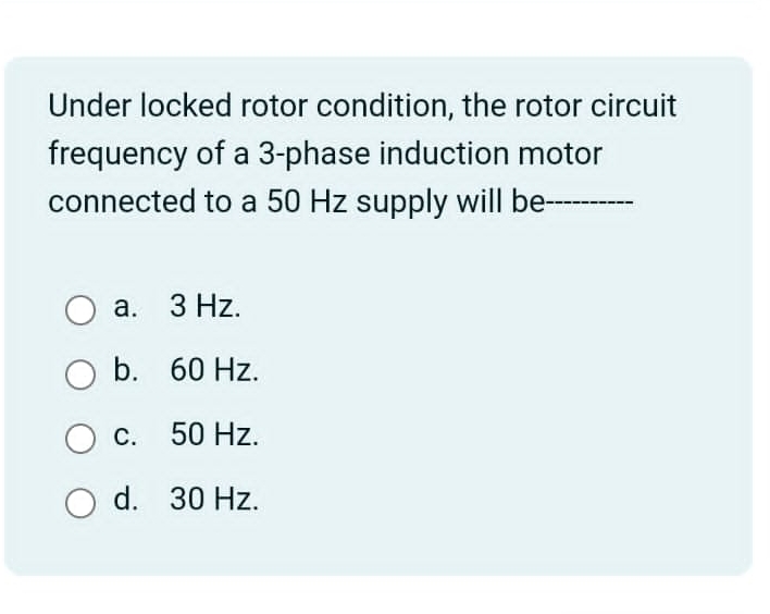 Solved Under locked rotor condition, the rotor circuit | Chegg.com