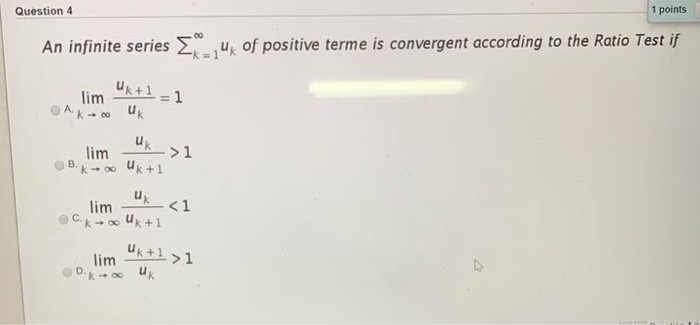 Solved Question 1 Which of the following infinite geometric | Chegg.com