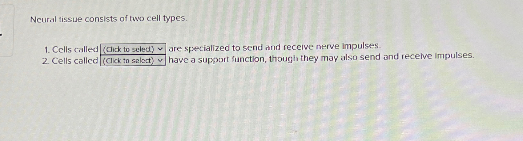 Solved Neural tissue consists of two cell types.Cells called | Chegg.com